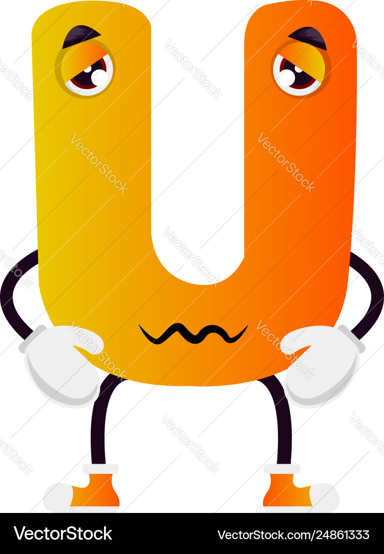 Cartoon yellow letter u on white background Vector Image
