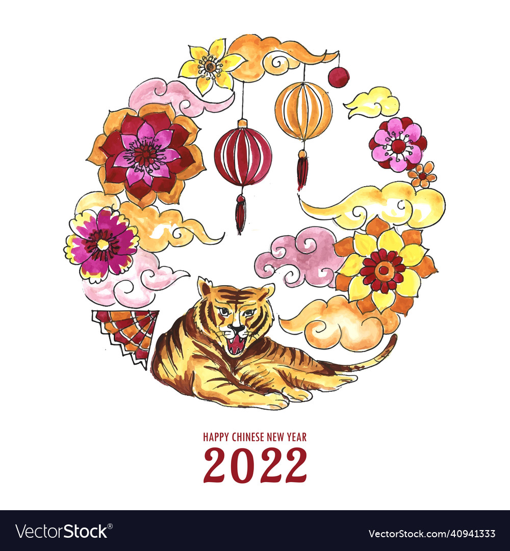 Decorative 2022 chinese new year greeting card Vector Image
