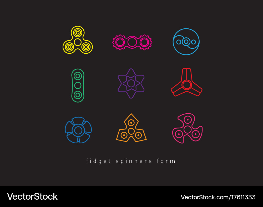 Design linear multicolored icons of fidget Vector Image