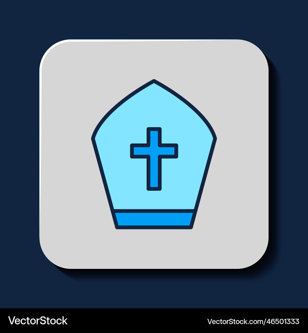 Filled outline pope hat icon isolated on blue Vector Image