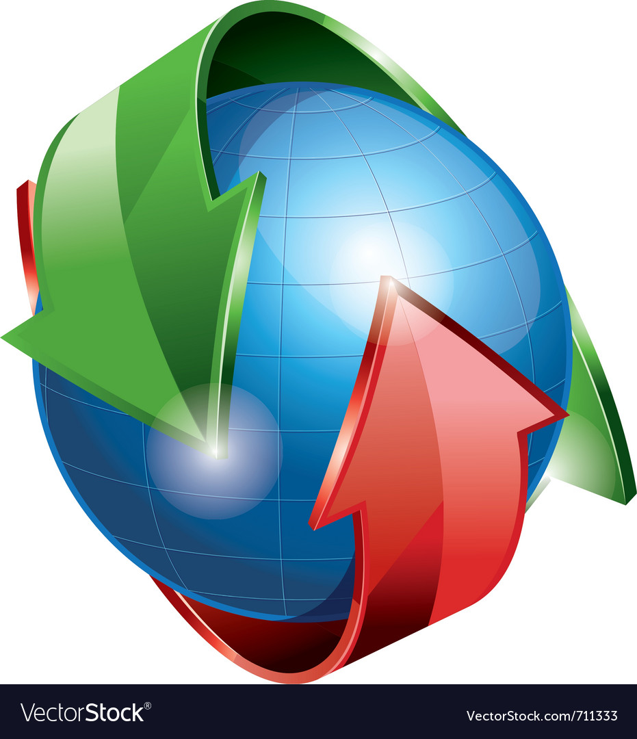 Globe with arrows Royalty Free Vector Image - VectorStock