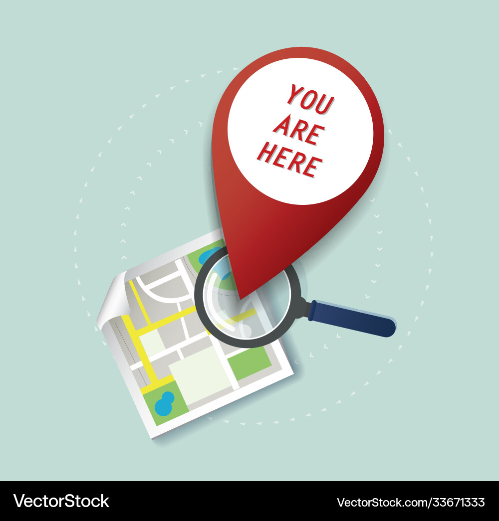 Magnifying glass and pin location icon Royalty Free Vector
