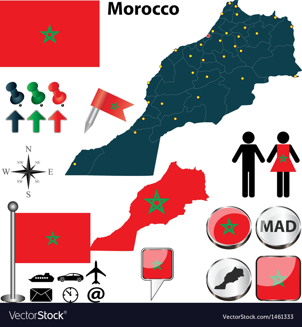 Morocco map Royalty Free Vector Image - VectorStock