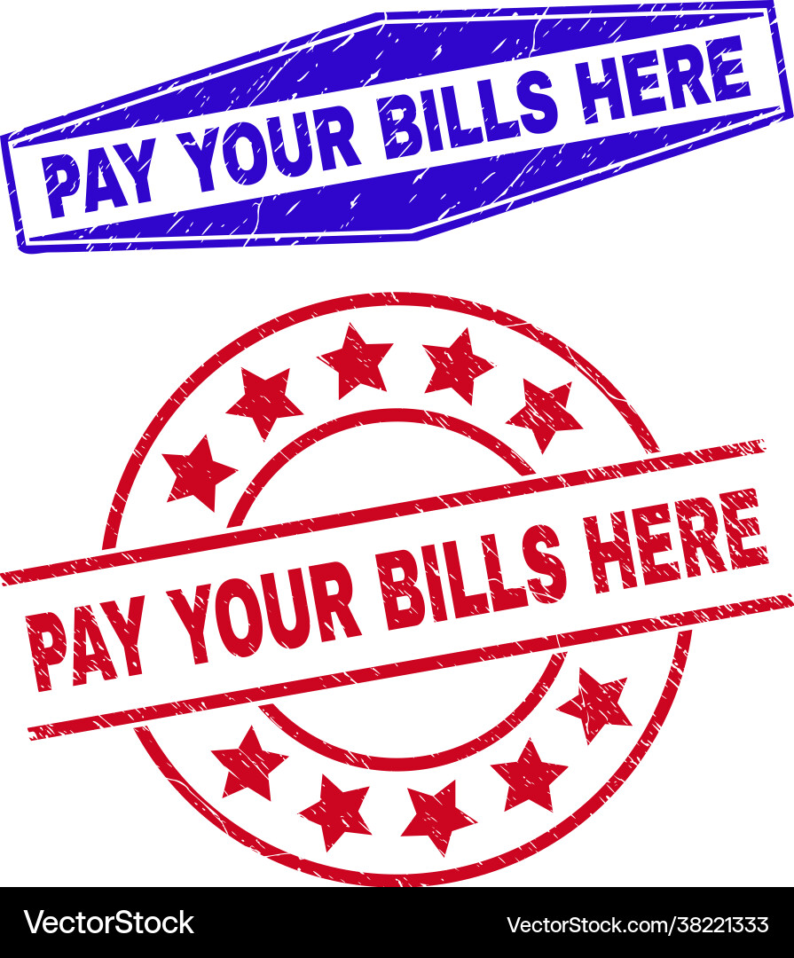 Pay your bills here scratched stamp seals in round