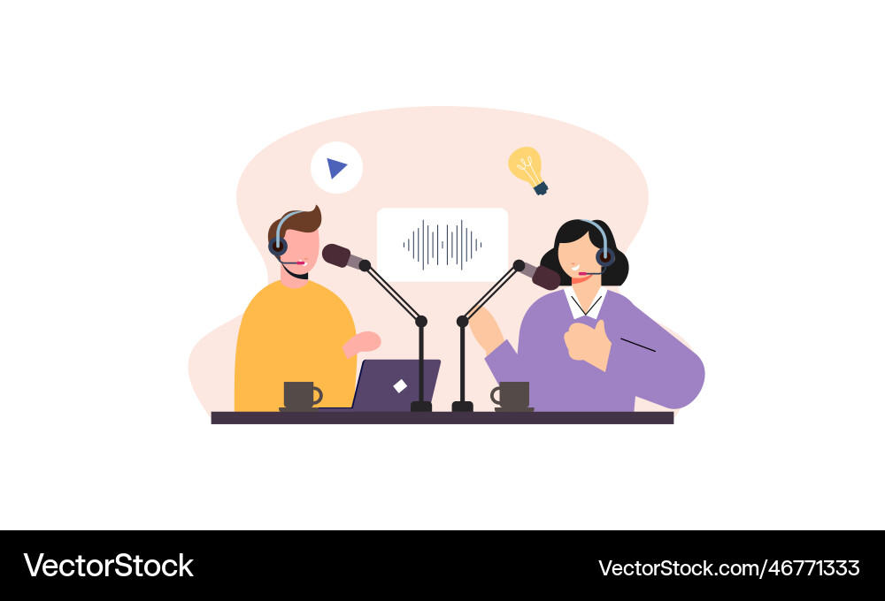 Podcast concept about podcasting Royalty Free Vector Image
