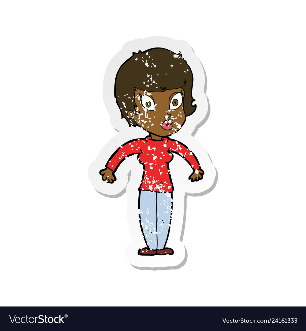 Retro distressed sticker of a cartoon woman Vector Image