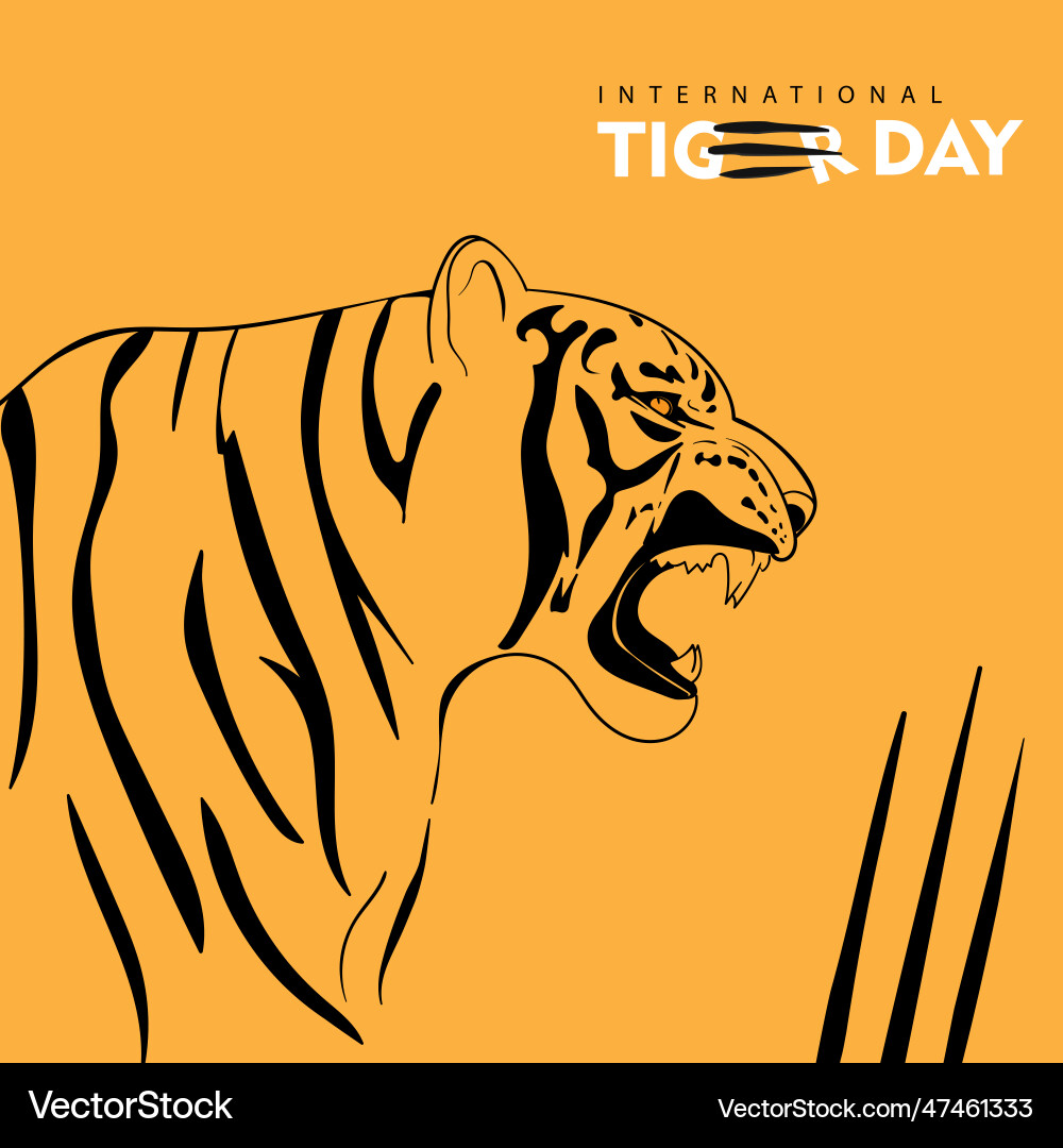 Roaring tiger in line art design with tiger Vector Image