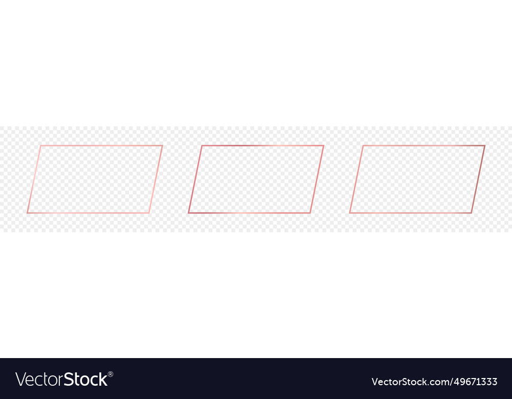 Rose gold glowing rectangular shape frame Vector Image