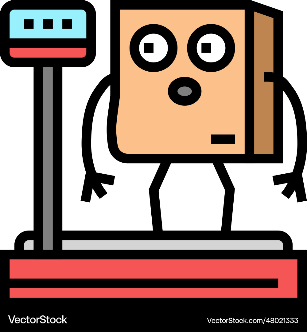 Scale weight cardboard box character color icon Vector Image