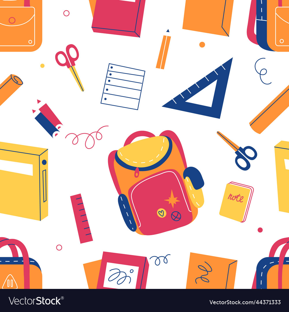 School elements seamless pattern color Royalty Free Vector