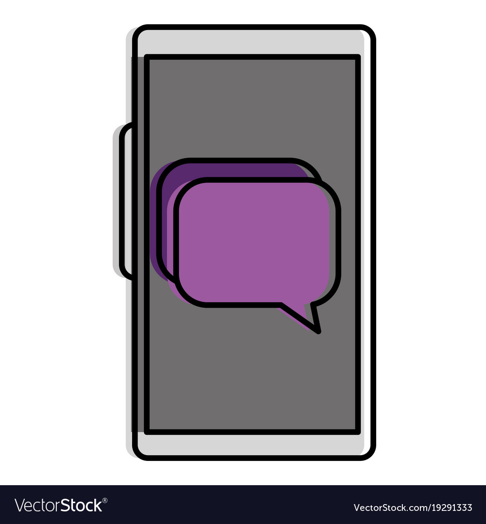 Smartphone device with speech bubbles Royalty Free Vector