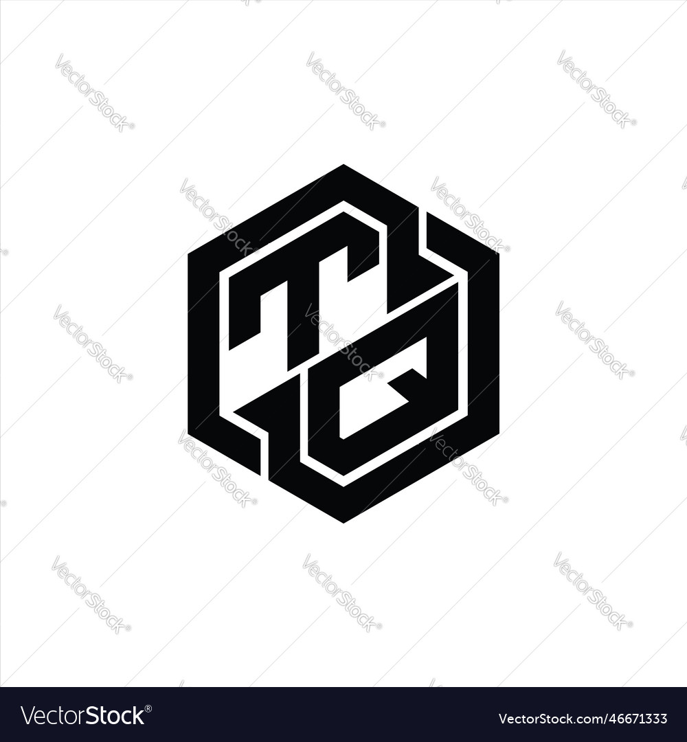 Tq logo monogram gaming hexagon geometric shape Vector Image