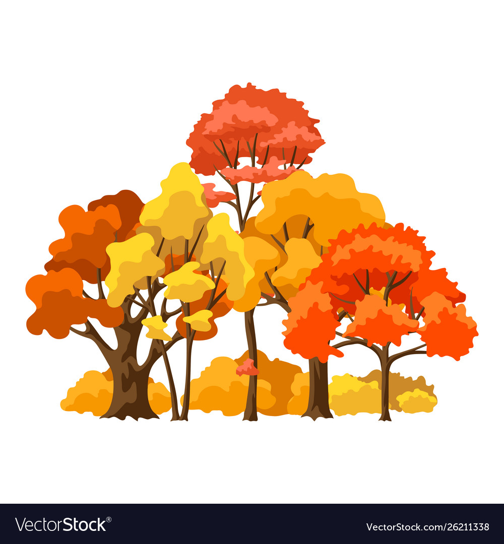 Autumn background with stylized trees Royalty Free Vector