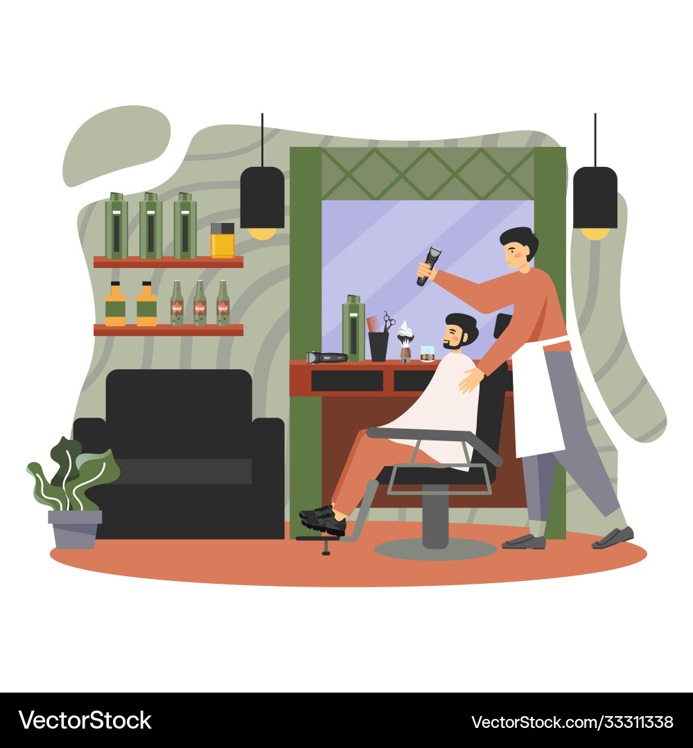 Barber shop interior professional shaving Vector Image