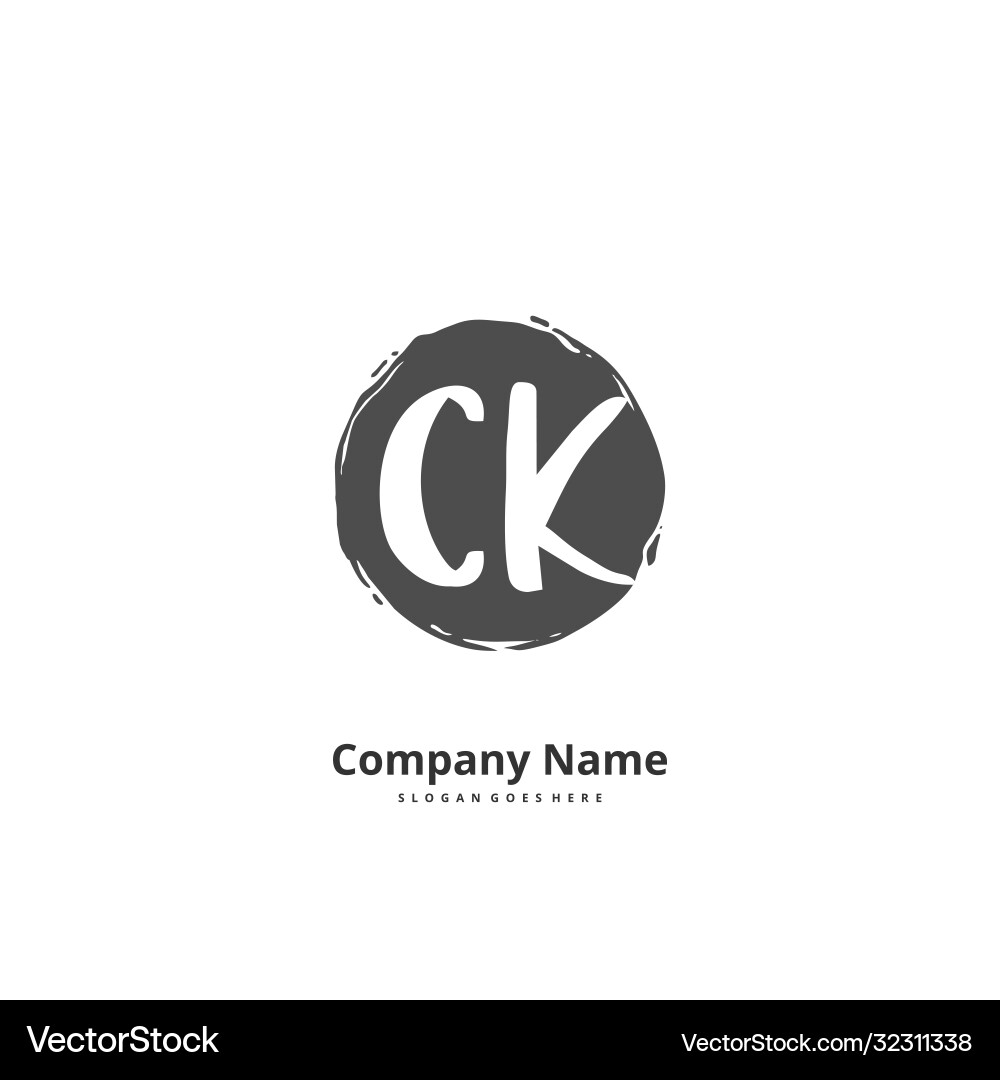 C k ck initial handwriting and signature logo Vector Image