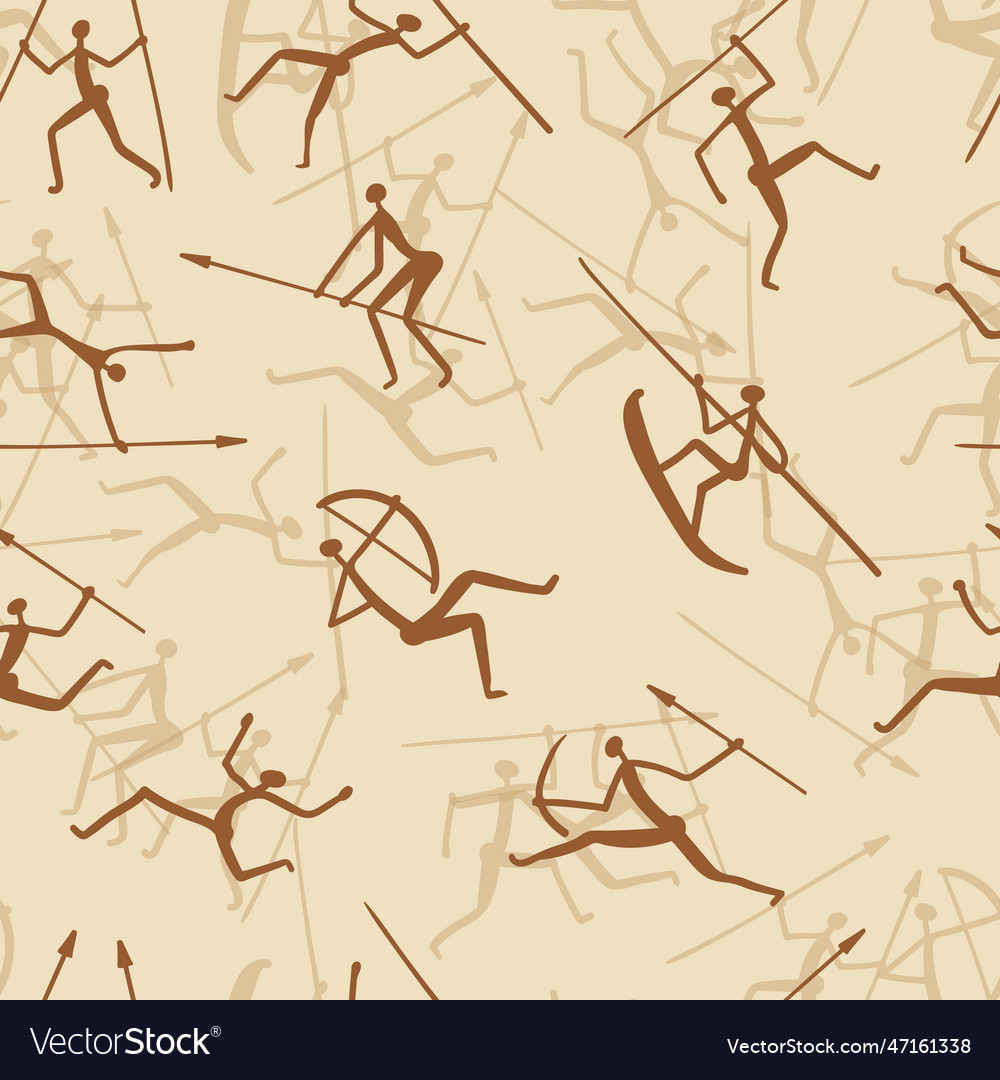 Caveman pattern seamless background with Vector Image