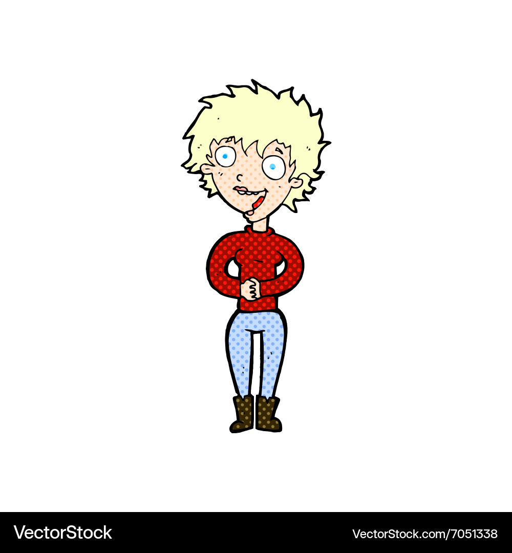 Comic cartoon crazy excited woman Royalty Free Vector Image