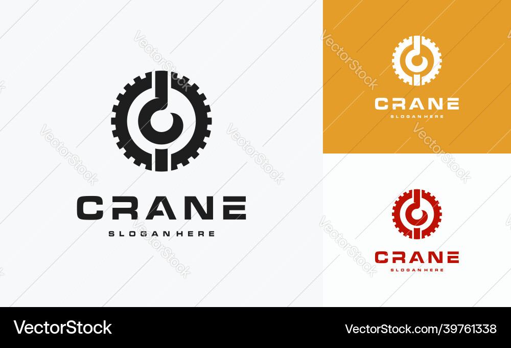 Crane logo designs with gear build design Vector Image