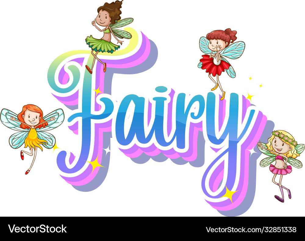 Fairy logos with little fairies on white Vector Image