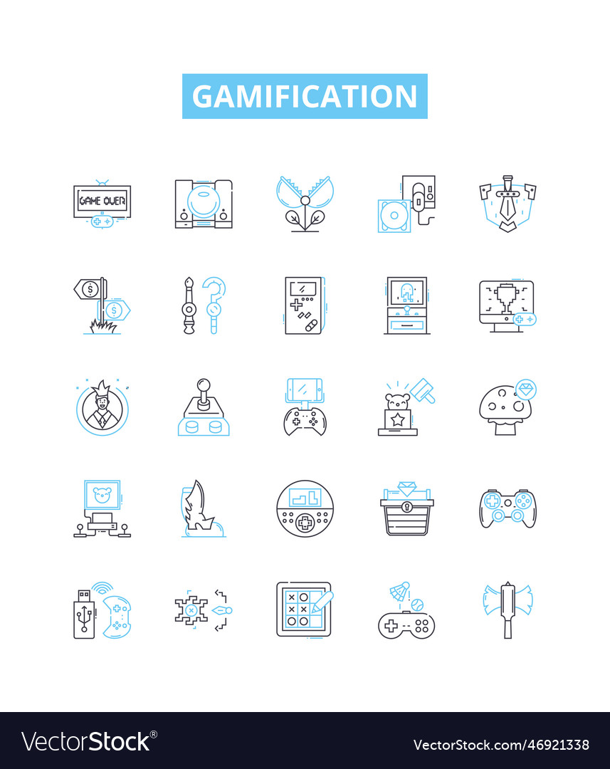 Gamification line icons set Royalty Free Vector Image