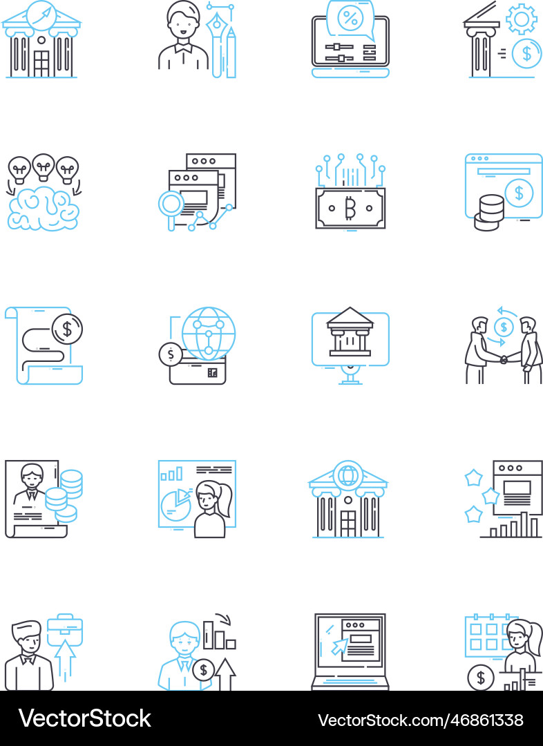 Graph finance linear icons set finance Royalty Free Vector