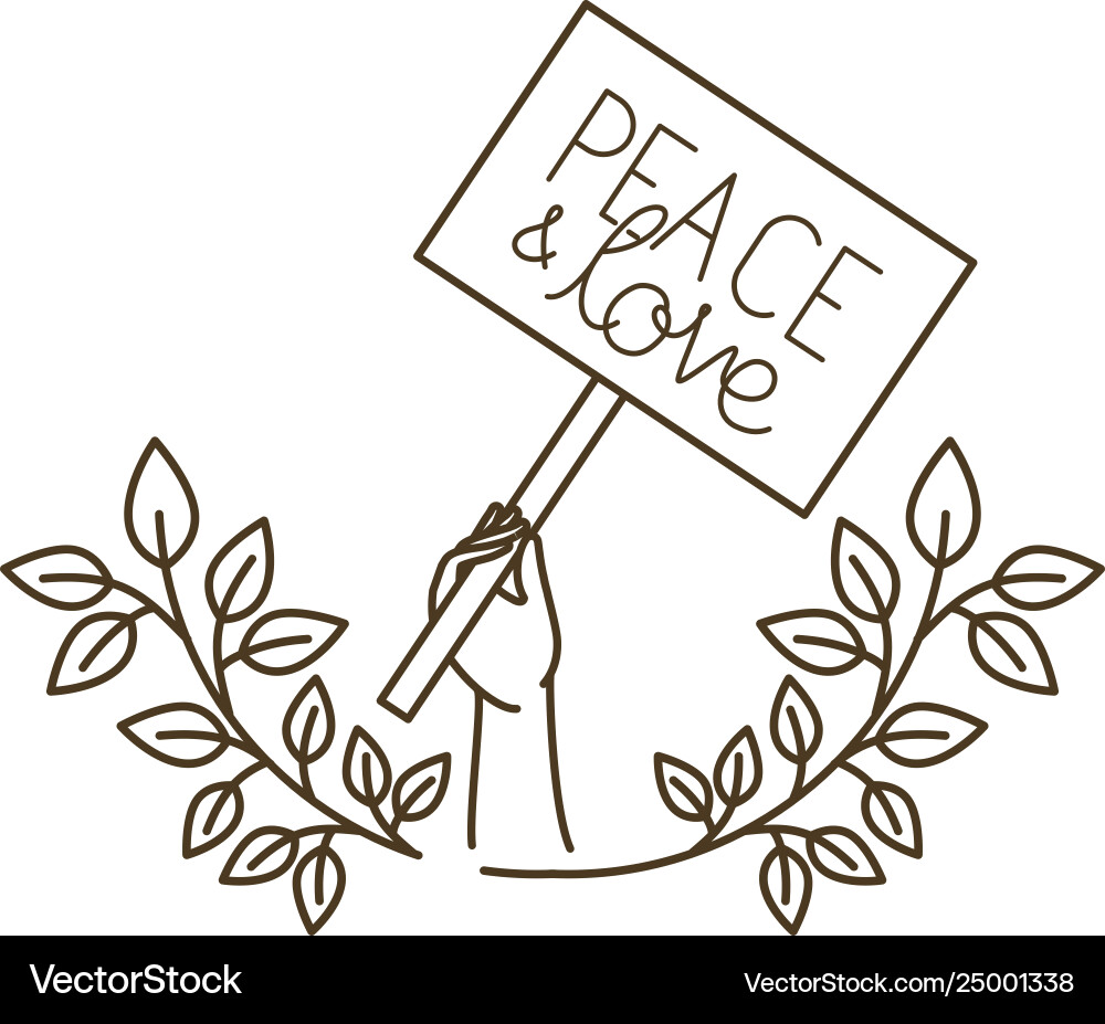 Hands with protest sign and peace and love Vector Image