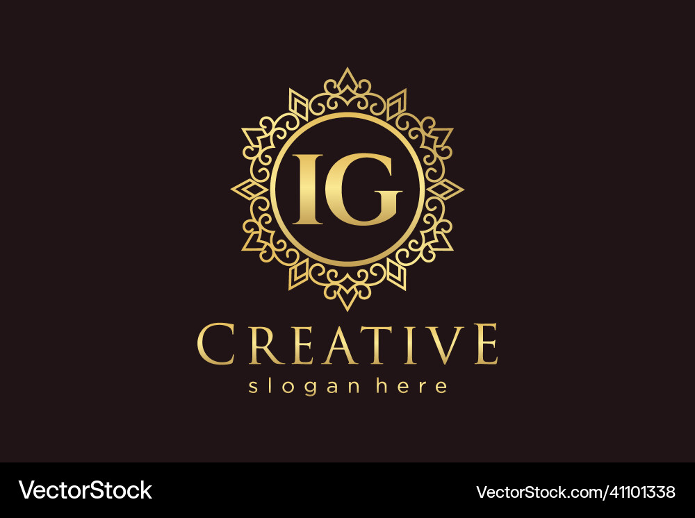 Ig initial letter luxury calligraphic feminine Vector Image