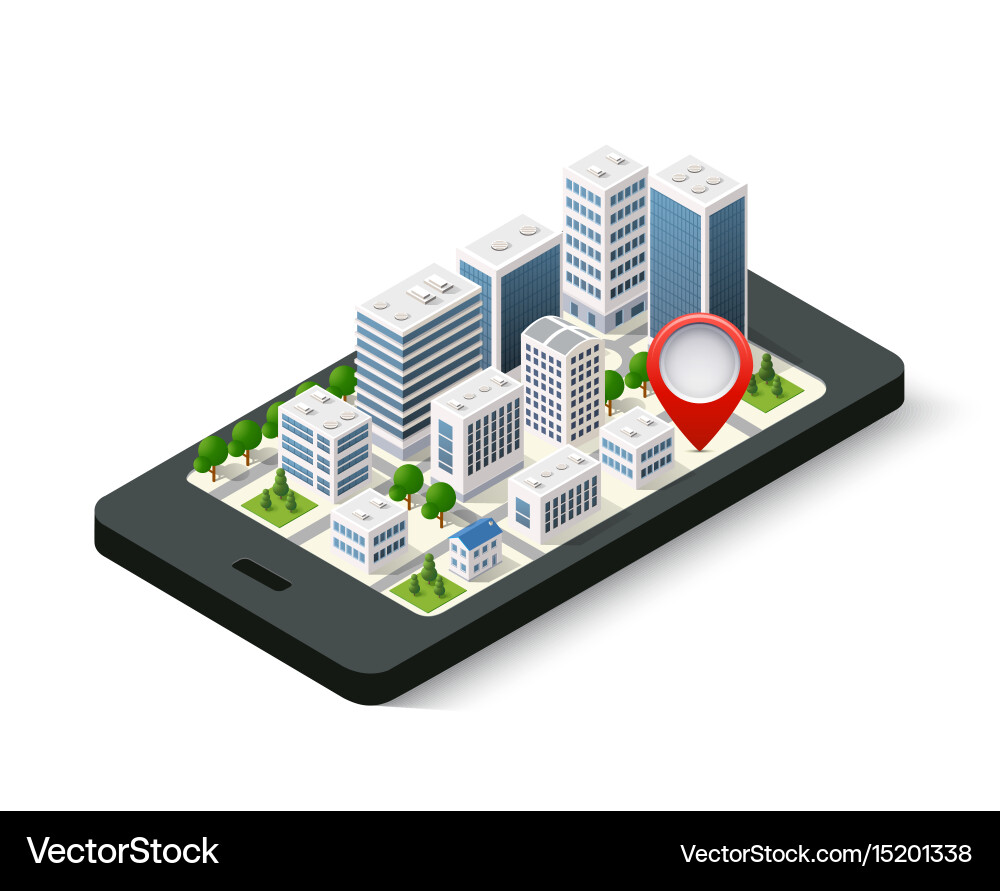 Isometric 3d navigation sign and pin symbol on Vector Image