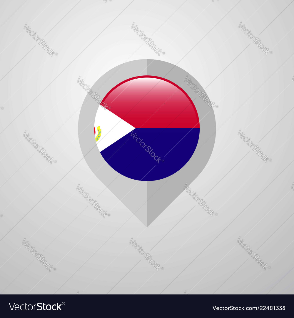 Map navigation pointer with saint-martin flag Vector Image