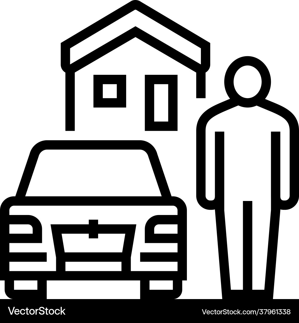 Resting house on motel territory line icon Vector Image