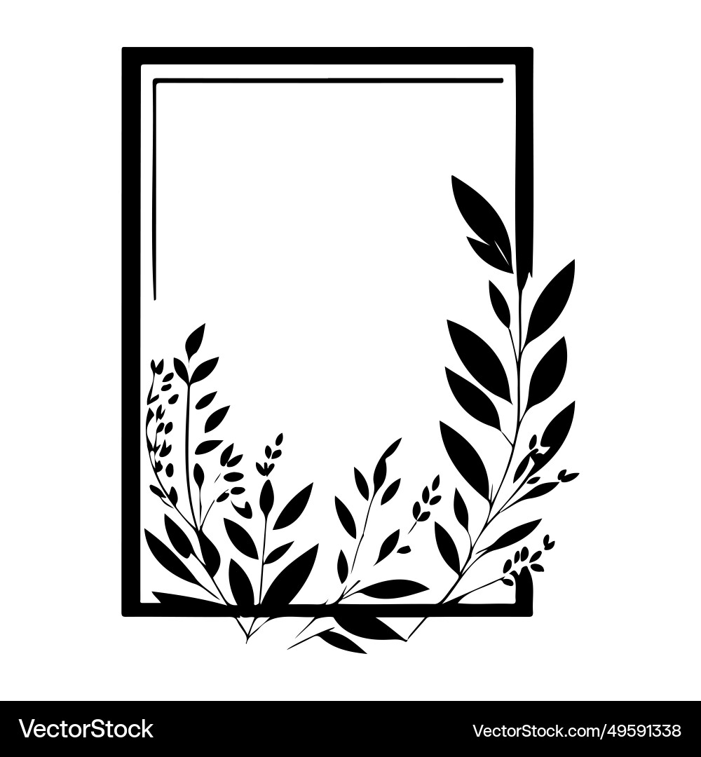 Square frame leaves floral sketch hand draw Vector Image