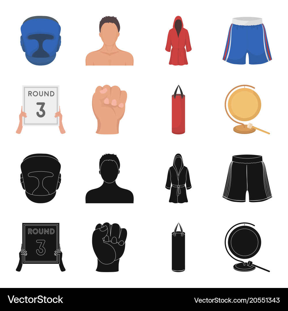 Boxing sport round hand set collection Royalty Free Vector