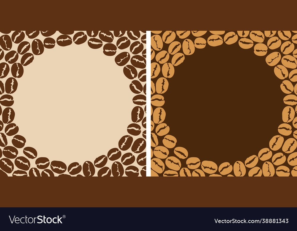 Coffee bean frame on a dark and light background Vector Image