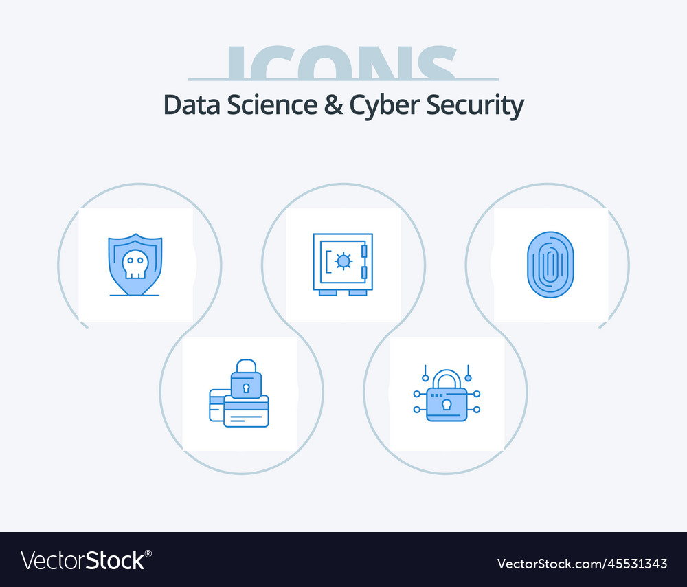 Data science and cyber security blue icon pack 5 Vector Image