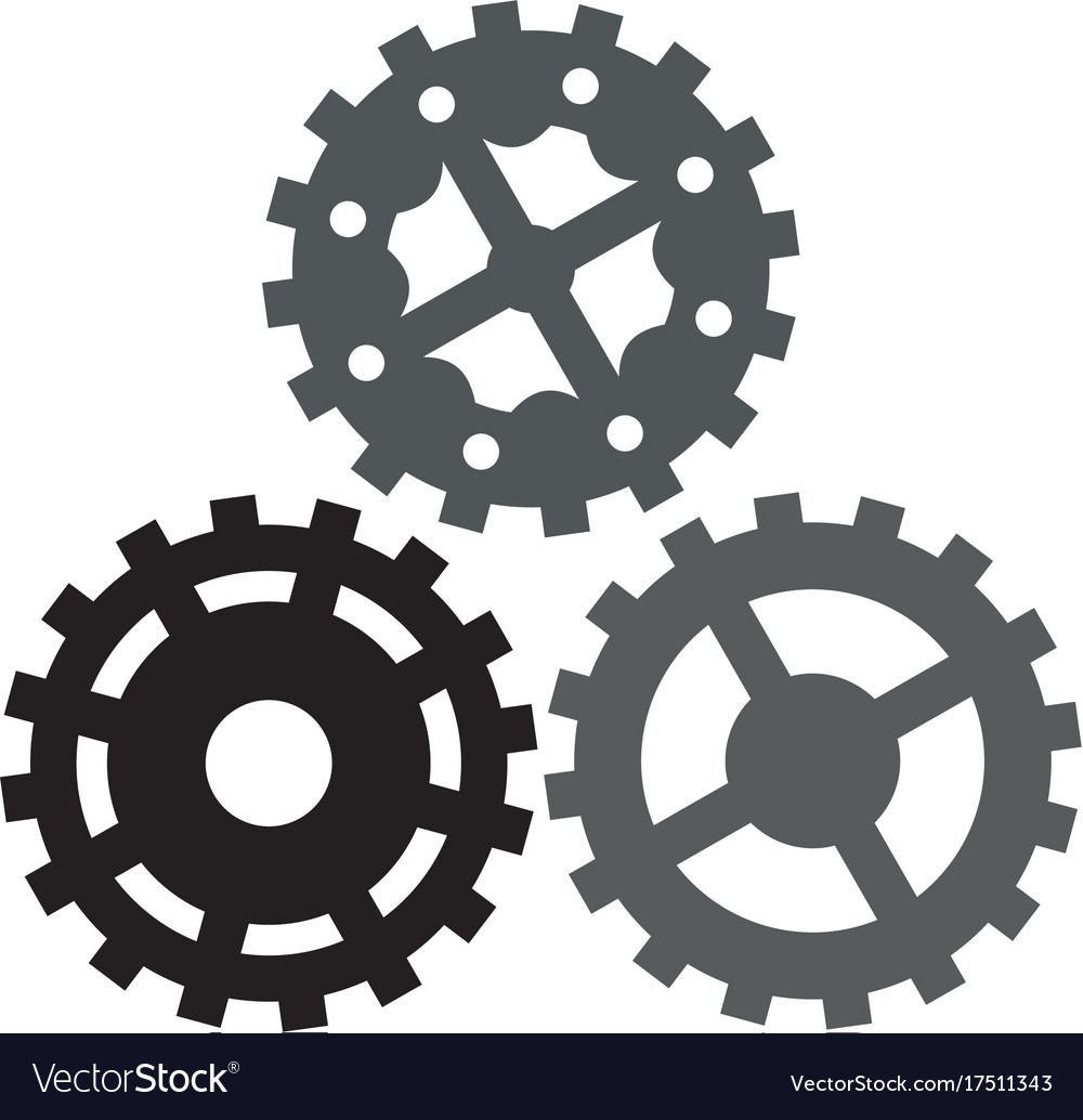 Gears three different icon image Royalty Free Vector Image