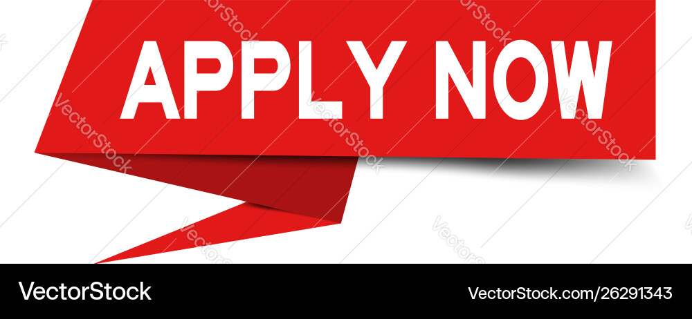 Red paper speech banner with word apply now Vector Image