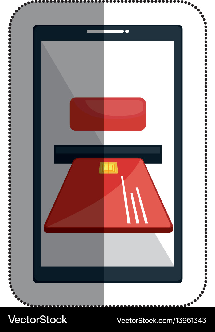 Smartphone with credit card isolated icon Vector Image