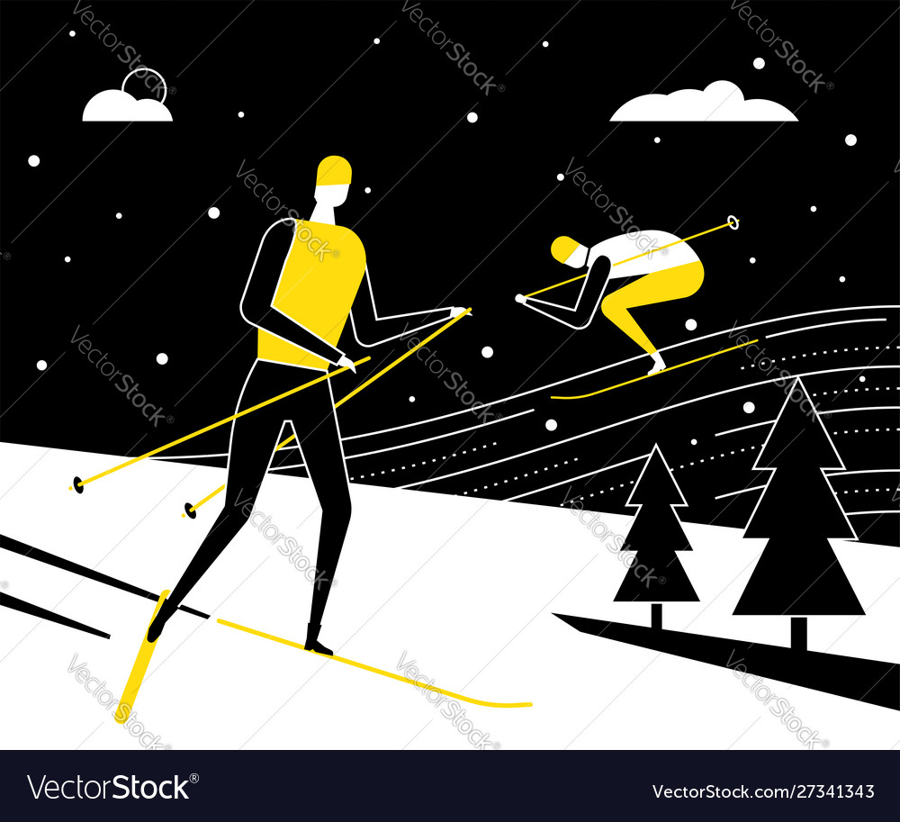 Winter sports skiing - flat design style Vector Image