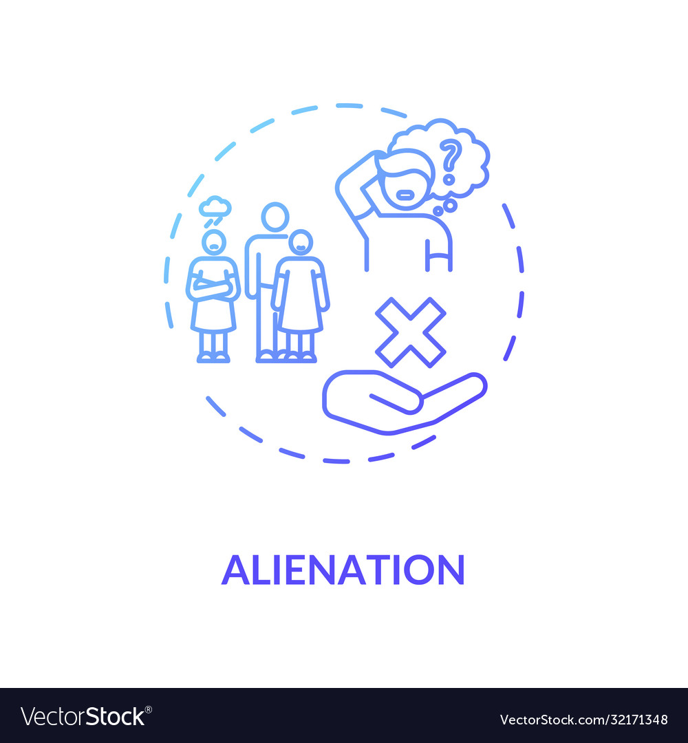 Alienation blue gradient concept icon Royalty Free Vector