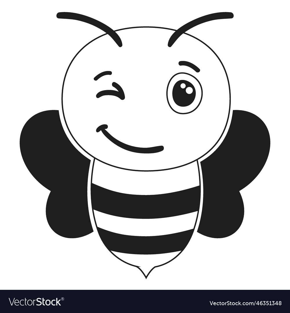 Bee wink muzzle head stroke Royalty Free Vector Image