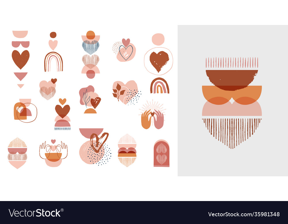 Bohemian boho valentines day hand Royalty Free Vector Image