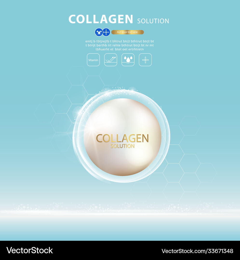 Collagen serum and vitamin background concept Vector Image