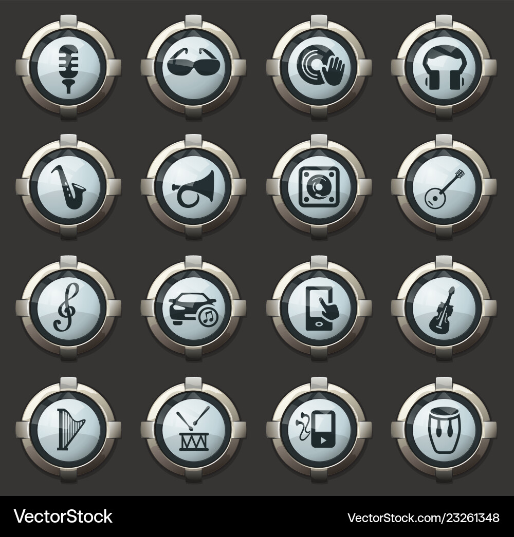 Disco or club icons set Royalty Free Vector Image
