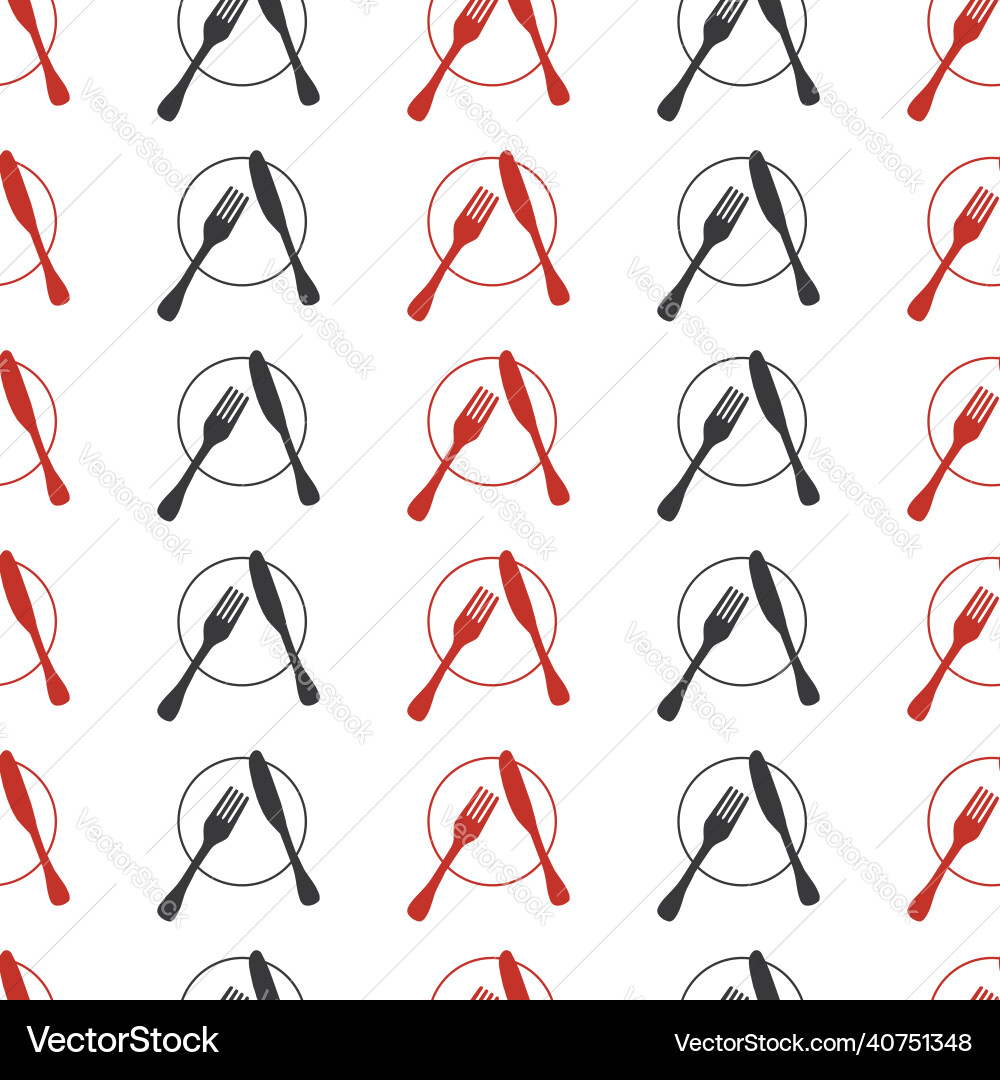 Eating utensil fork and knife graphic seamless Vector Image