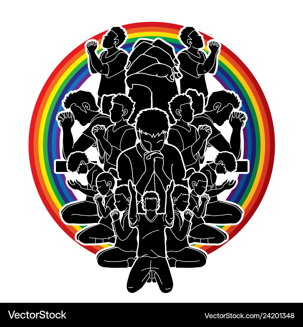 Group people prayer praise to lord Royalty Free Vector Image