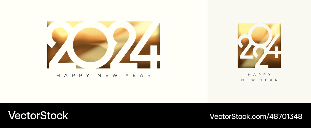 Happy new year 2024 numbers square and Royalty Free Vector