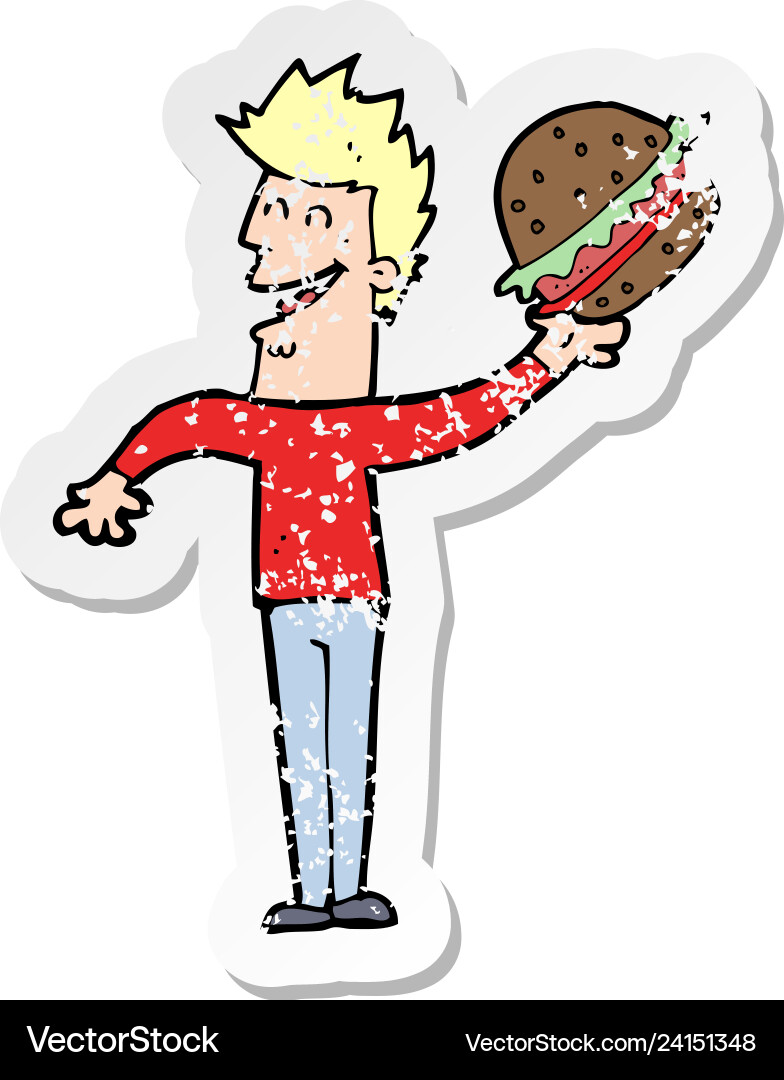 Retro distressed sticker a cartoon man Royalty Free Vector