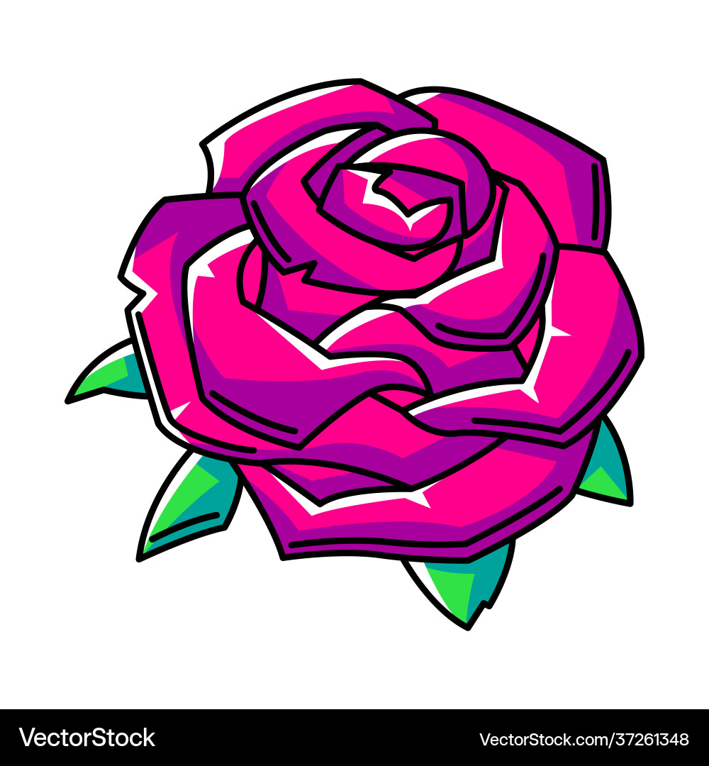 Rose colorful cute cartoon icon Royalty Free Vector Image