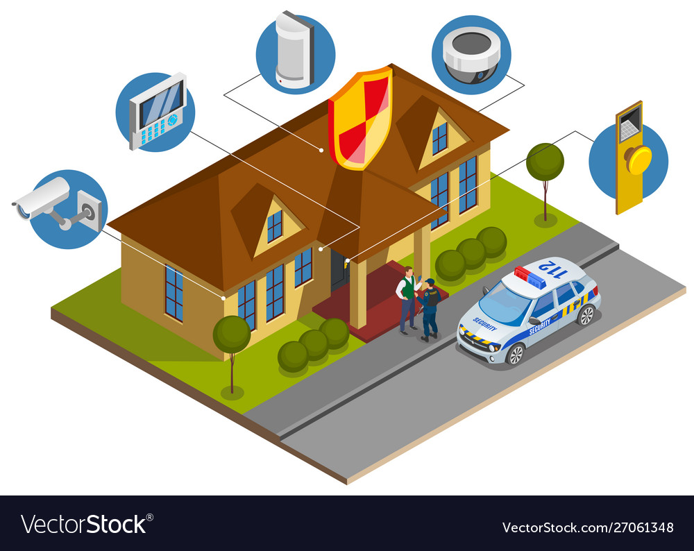 Security systems isometric composition Royalty Free Vector