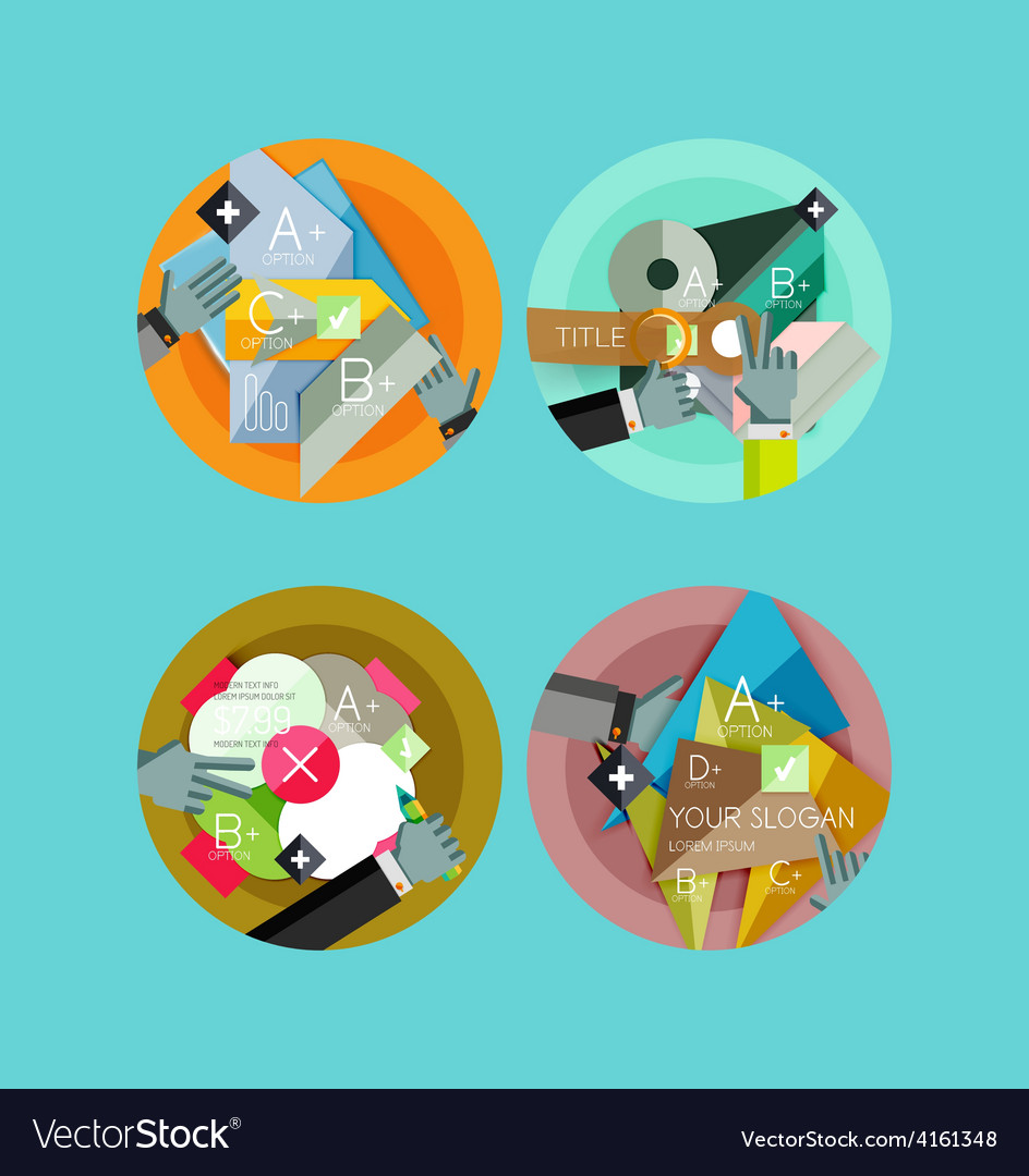 Set of flat design circle infographic icons Vector Image